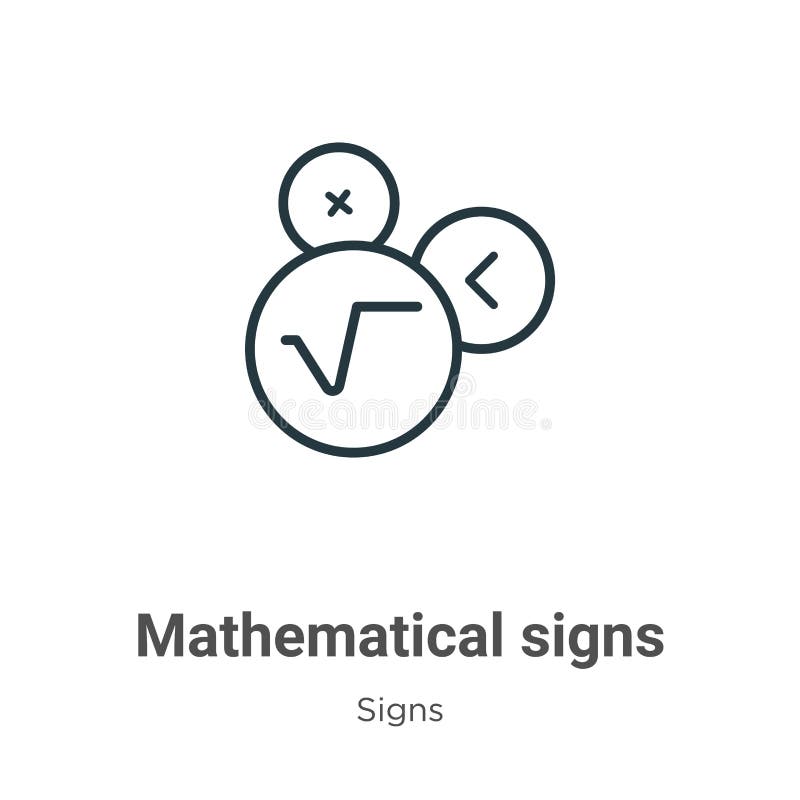 Mathematical Signs Outline Vector Icon. Thin Line Black Mathematical ...