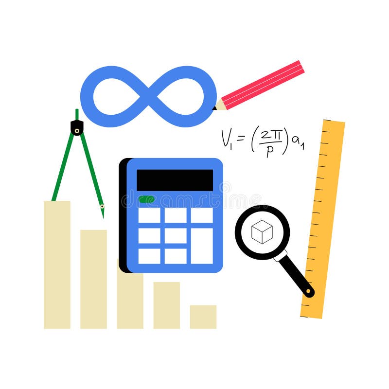 Mathematical Symbols and Tools in Flat Vector Illustration Symbolizing ...
