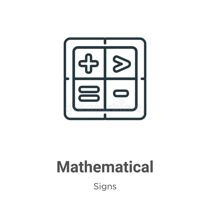 Mathematical Symbols Outline Vector Icon. Thin Line Black Mathematical ...