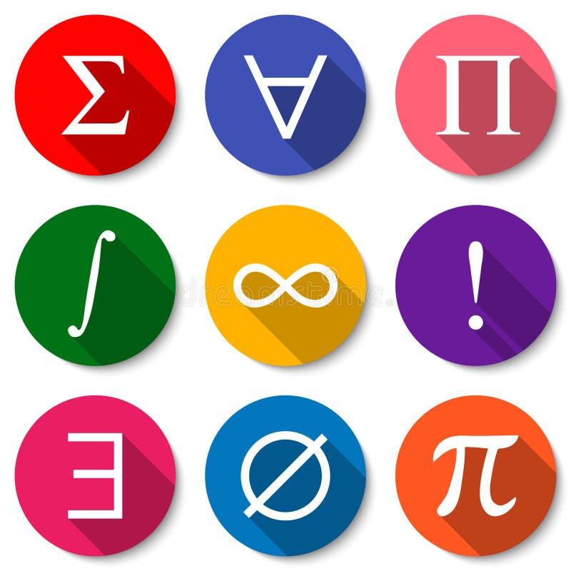 Mathematical Symbols. Set of Colorful Flat Math Icons with Long Shadows ... Mathematical Symbols. Set of Colorful Flat Math Icons with Long Shadows ...