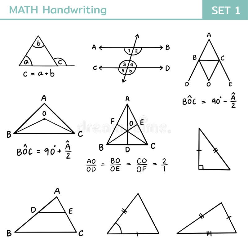 Math Mathematical Handwriting Set 1 Stock Vector - Illustration of ...