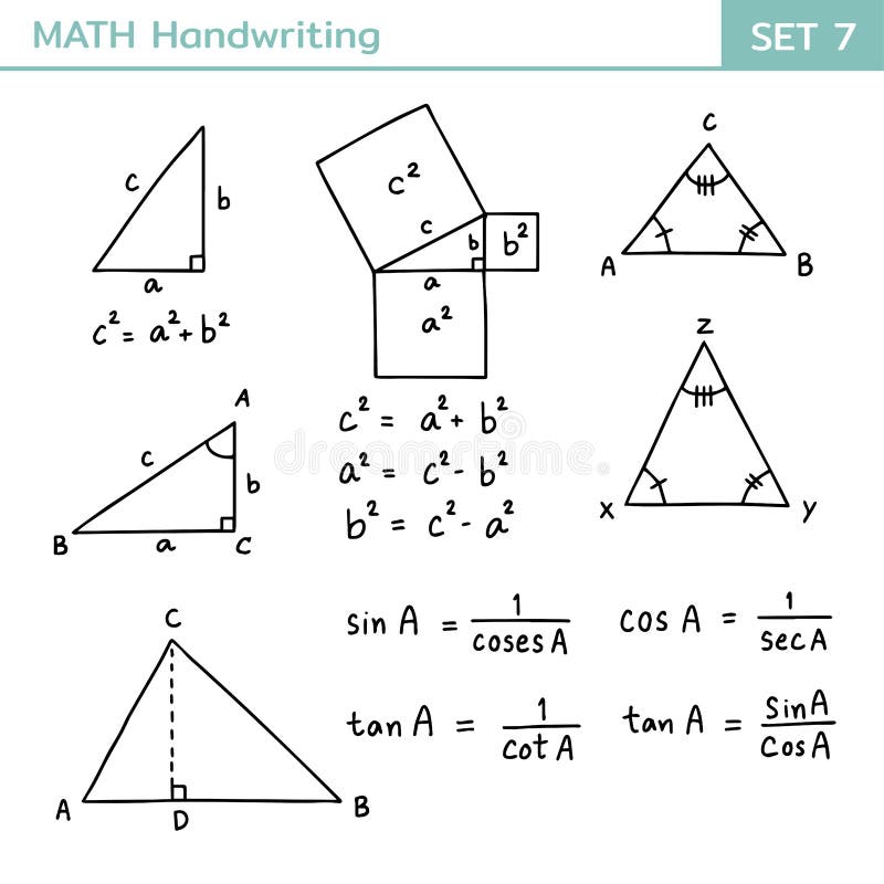 Math Mathematical Handwriting Set 7 Stock Vector - Illustration of ...