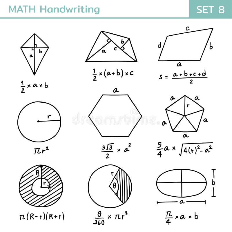 Math Mathematical Handwriting Set 8 Stock Vector - Illustration of ...