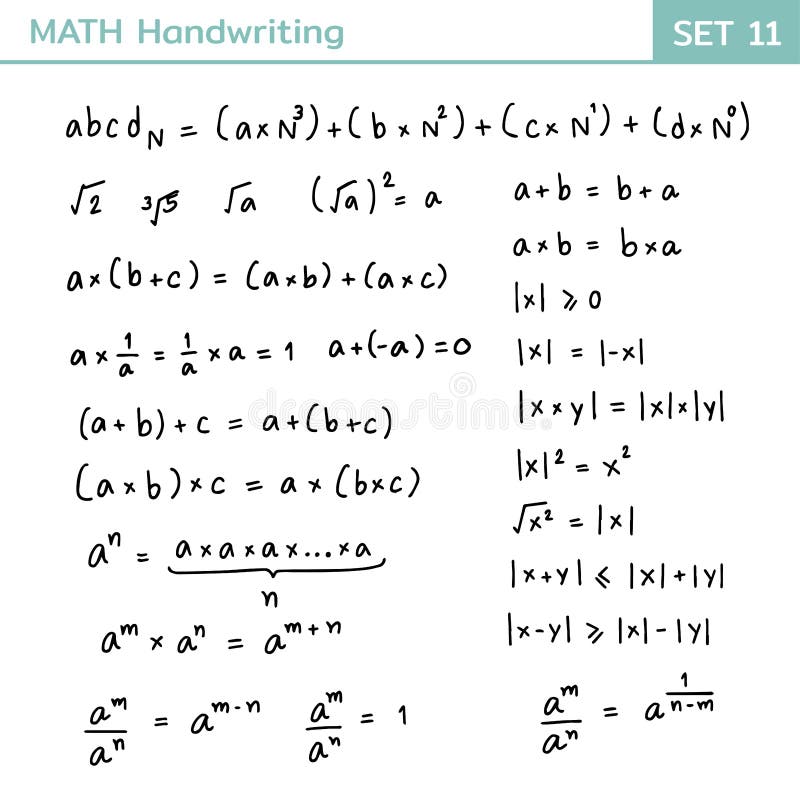 Math Mathematical Handwriting Set 11 Stock Vector - Illustration of ...
