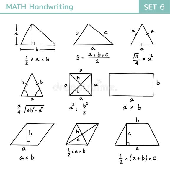 Math Mathematical Handwriting Set 6 Stock Vector - Illustration of line ...