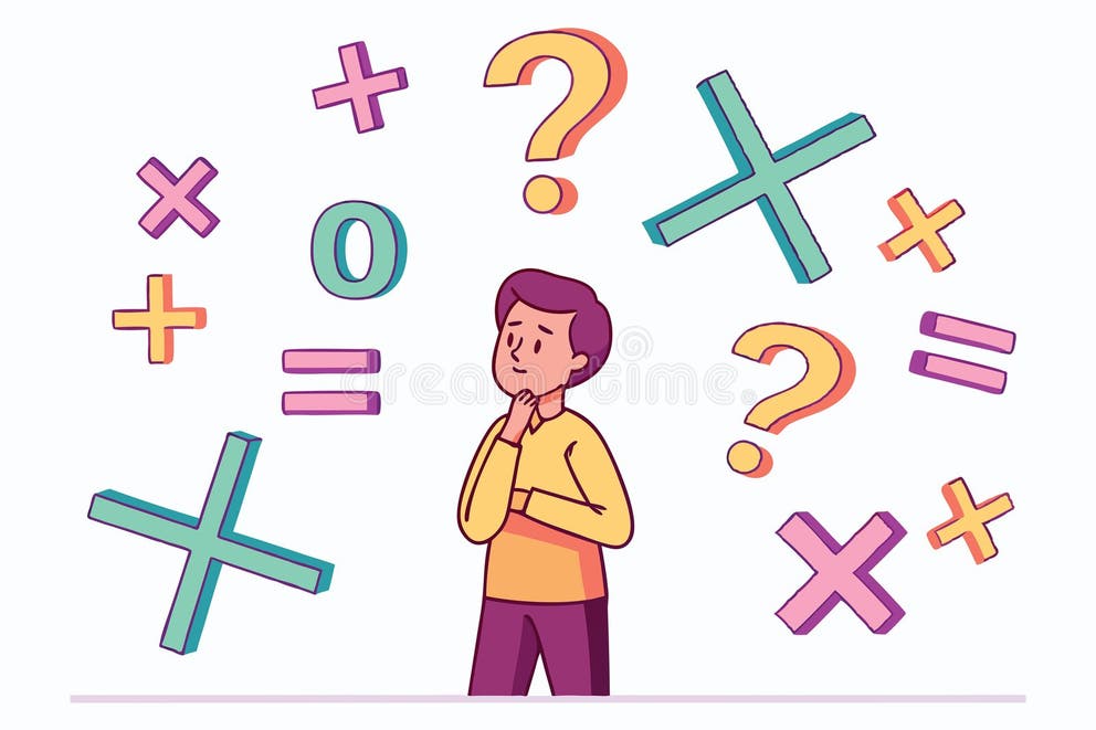 Mathematical Thinking Man Surrounded by Math Symbols Stock Illustration ...