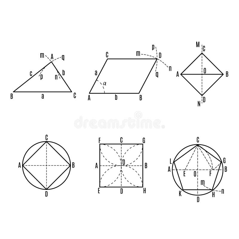 Mathematical Vector with Geometrical Figures and Plots. Stock Vector ...
