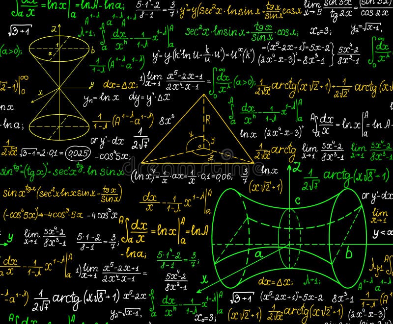 Mathematical Vector Seamless Pattern with Figures, Formulas and Other ...