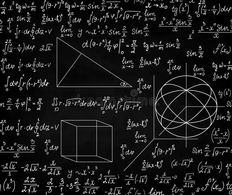 Mathematical Vector Seamless Pattern with Formulas, Plots and Triangles ...