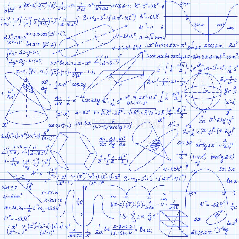 Mathematical Equations stock illustration. Illustration of handwritten ...