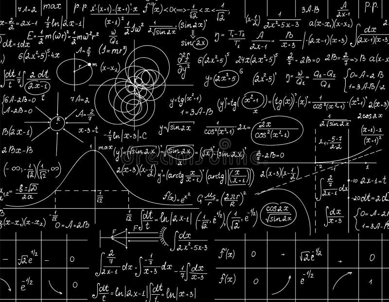 Mathematical Vector Seamless Pattern with Geometrical Plots, Formulas ...