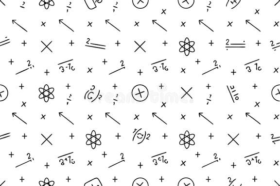 Mathematical Vector Seamless Pattern with Handwritten Algebra Formulas ...