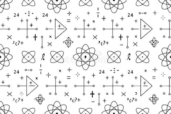 Mathematical Vector Seamless Pattern with Handwritten Algebra Formulas ...