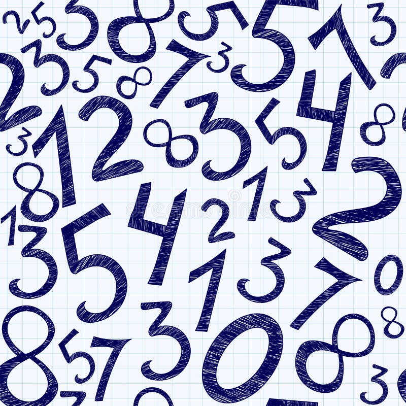 Mathematical Vector Seamless Pattern with Handwritten Digits from 0 To ...