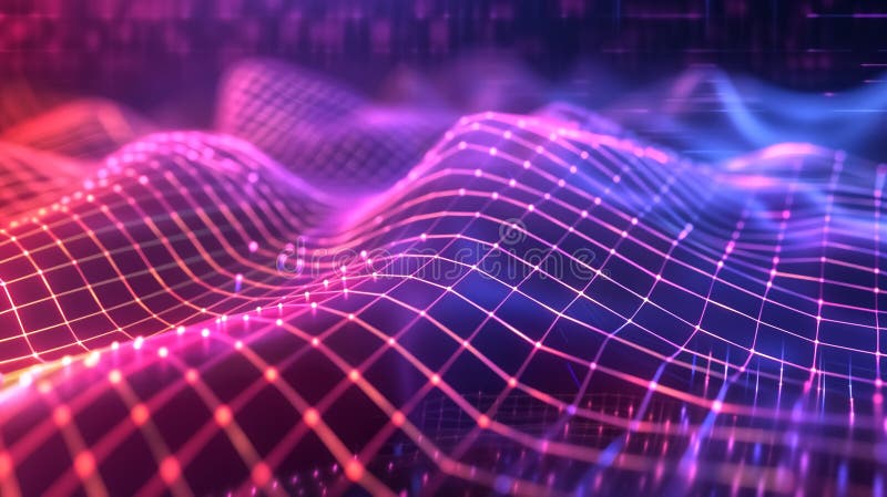 Mathematical Wave Function Represented As Futuristic Neon Curves Stock Illustration ...