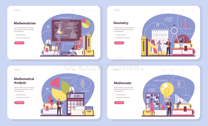 Mathematician Web Banner or Landing Page Set. Mathematician Seek Stock ...