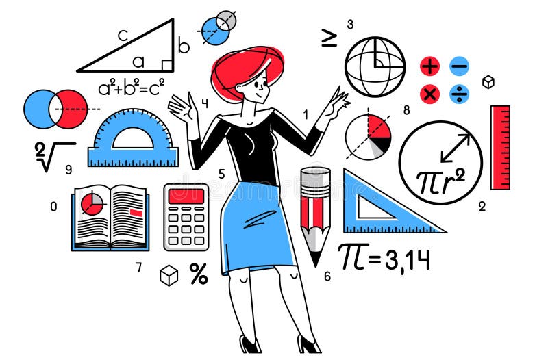 Mathematician Working on Some Theoretical Mathematics Vector Outline ...