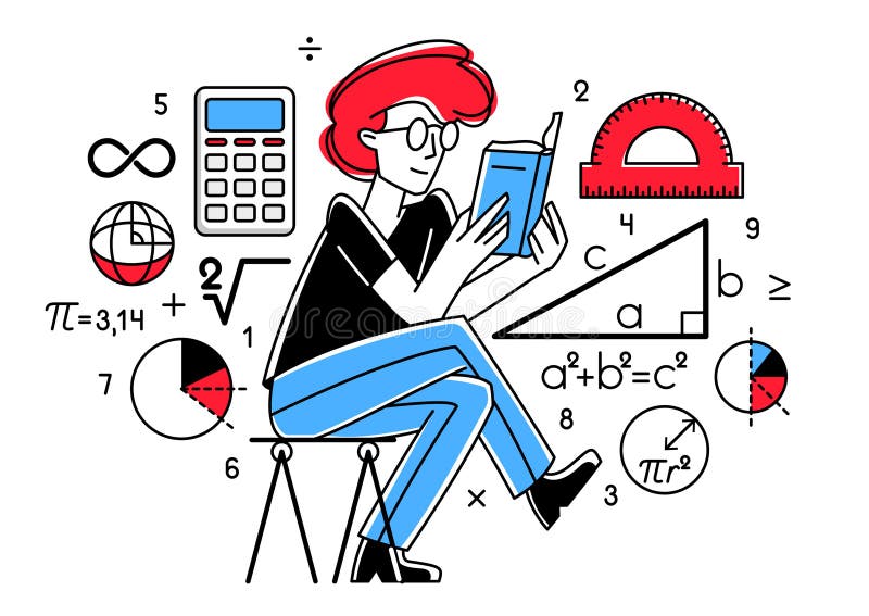 Mathematician Working on Some Theoretical Mathematics Vector Outline ...