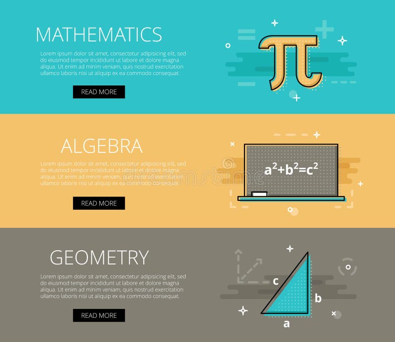 Mathematics. Algebra. Geometry. Vector Banners Template Set Stock ...
