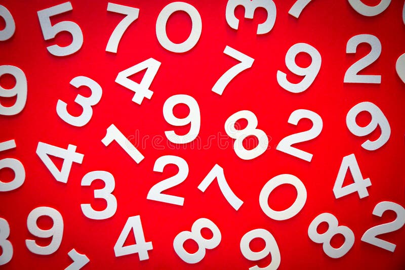 Mathematics Background Made with Solid Numbers. Isolated on Red Stock ...