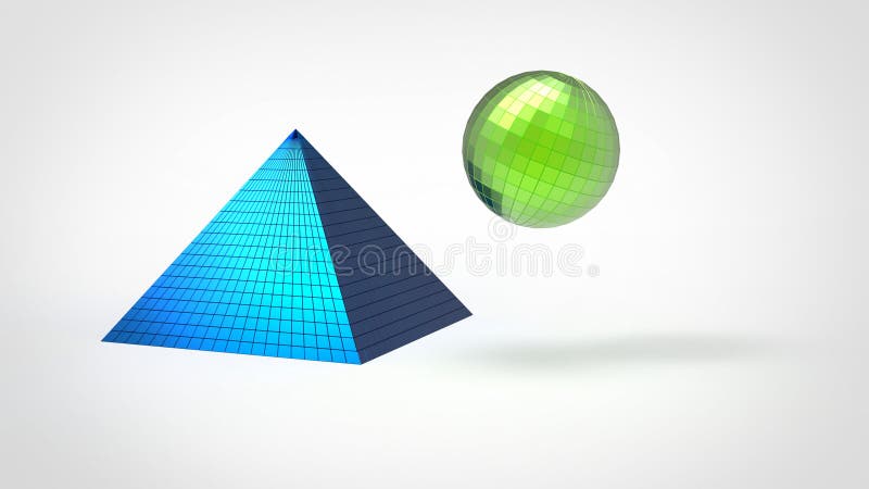 Mathematics Banner with Pyramid and Sphere. Stock Illustration ...