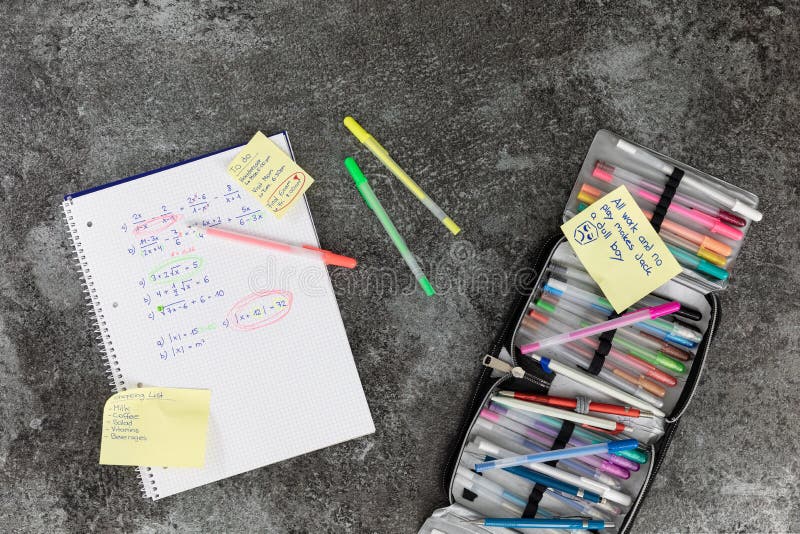 Mathematics Book Written by Hand with Arithmetic Problems and Pencil ...