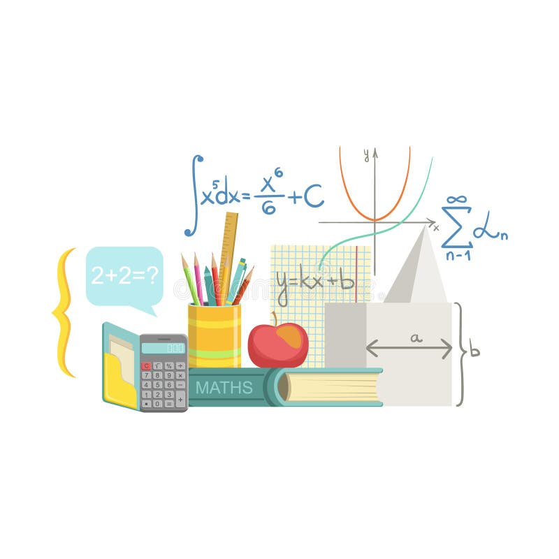 Mathematics Class Set of Objects Stock Vector - Illustration of ...