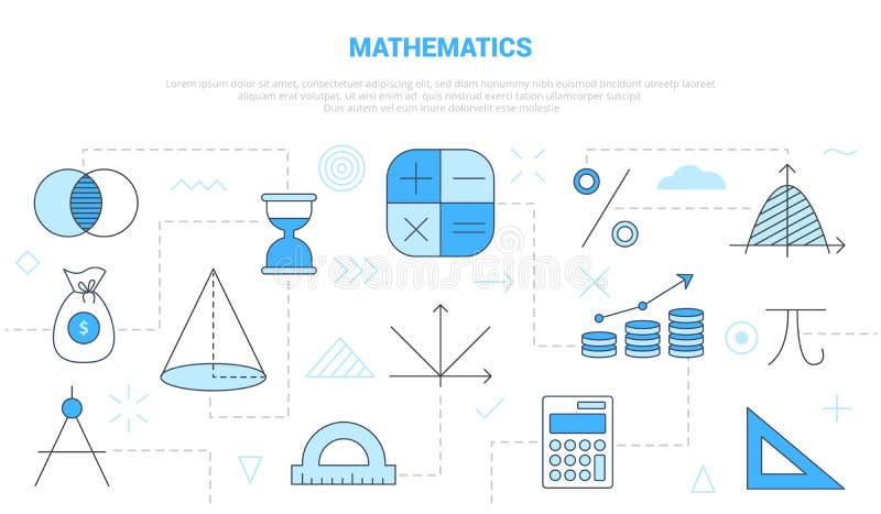 Mathematics Concept with Icon Set Template Banner with Modern Blue ...