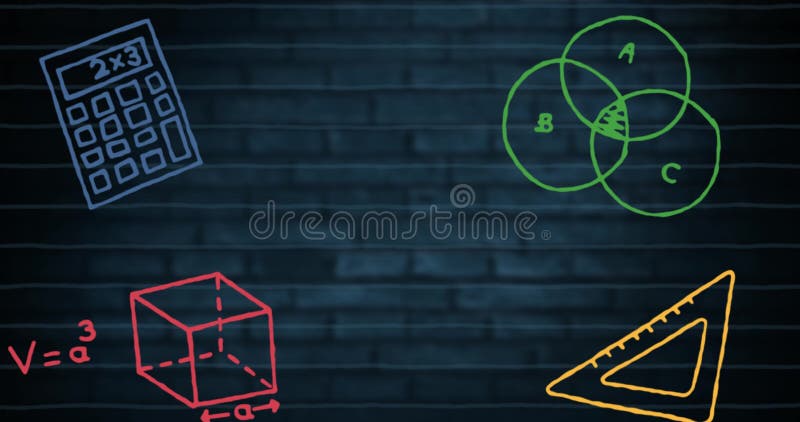 Mathematics Concept Icons Against Brick Wall Stock Illustration ...