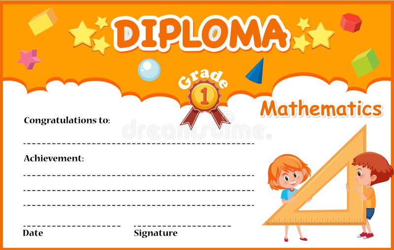 Mathematics Diploma Certificate Template Stock Vector - Illustration of ...