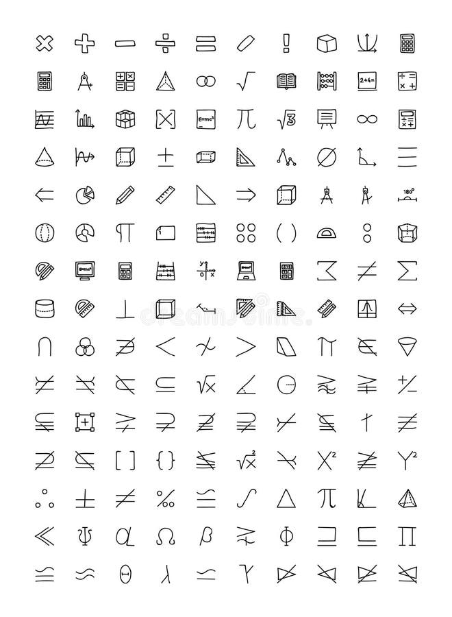 Mathematics Doodle Vector Illustration with Black Line Design Stock ...