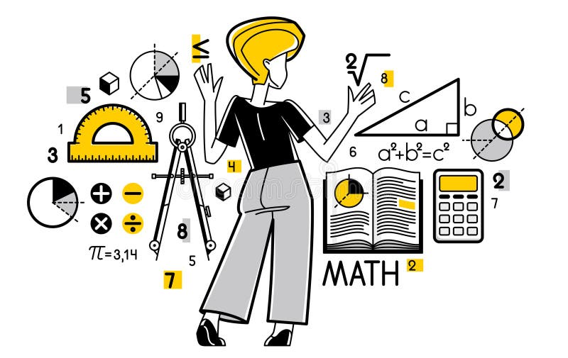 Mathematics Education Vector with Student Learning Math or Teacher ...