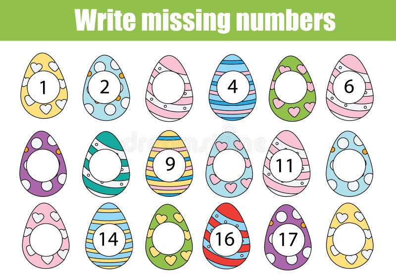 Mathematics Educational Game for Children. Write the Missing Numbers ...