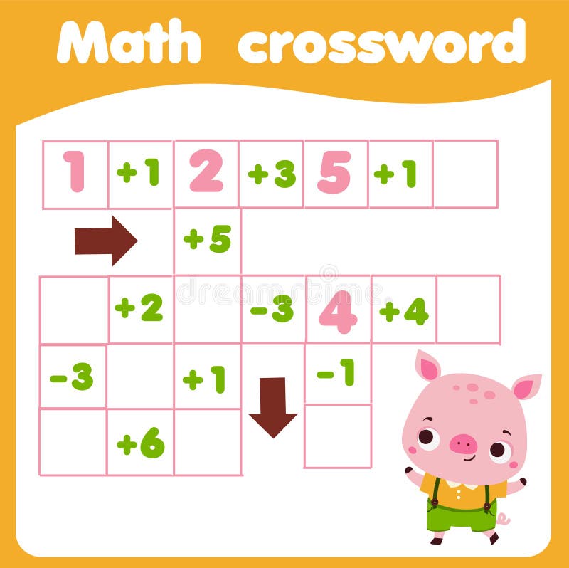 Mathematics Educational Game for Children. Math Crossword Write Missing ...