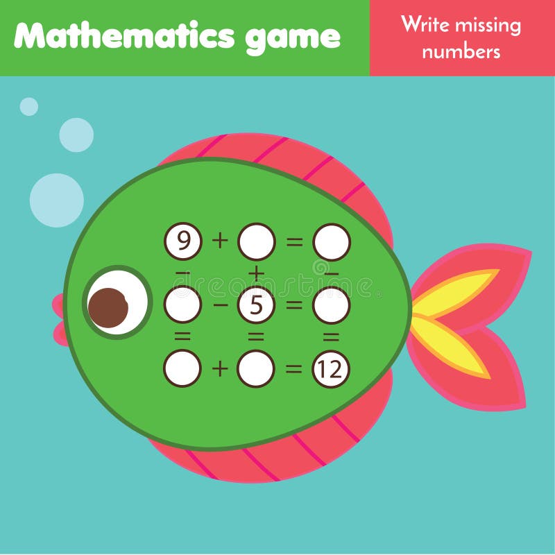 Mathematics Educational Game for Children. Math Crossword Write Missing ...