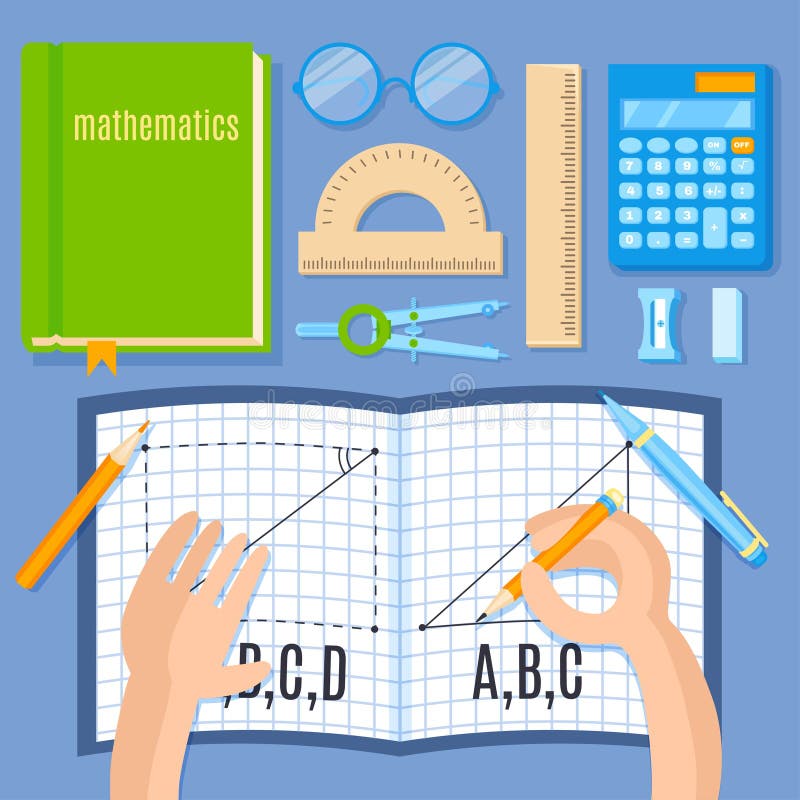 Mathematics Flat Vector Illustration. Stock Vector - Illustration of ...