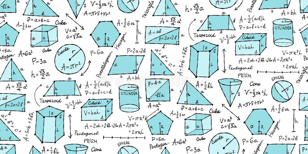 Mathematics and Geometry, Figures and Formulas. Seamless Pattern ...