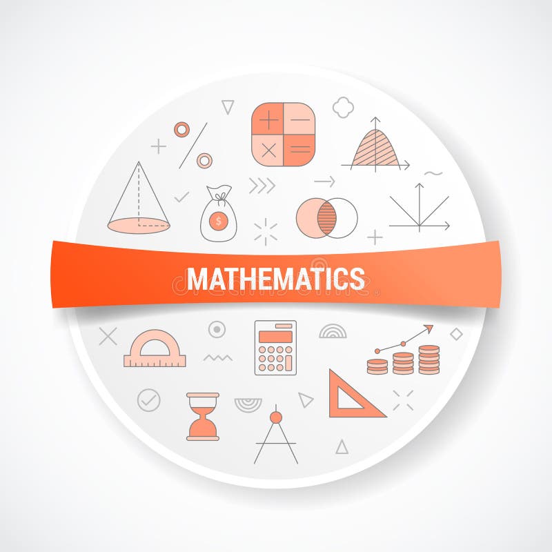 Mathematics with Icon Concept with Round or Circle Shape Stock ...