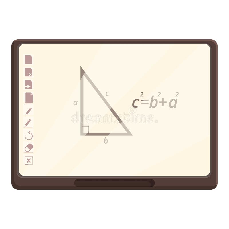 Mathematics on Interactive Board Icon Cartoon Vector. Computer ...