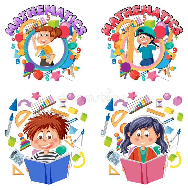 Mathematics Kids Cartoon Set Stock Vector - Illustration of kids ...