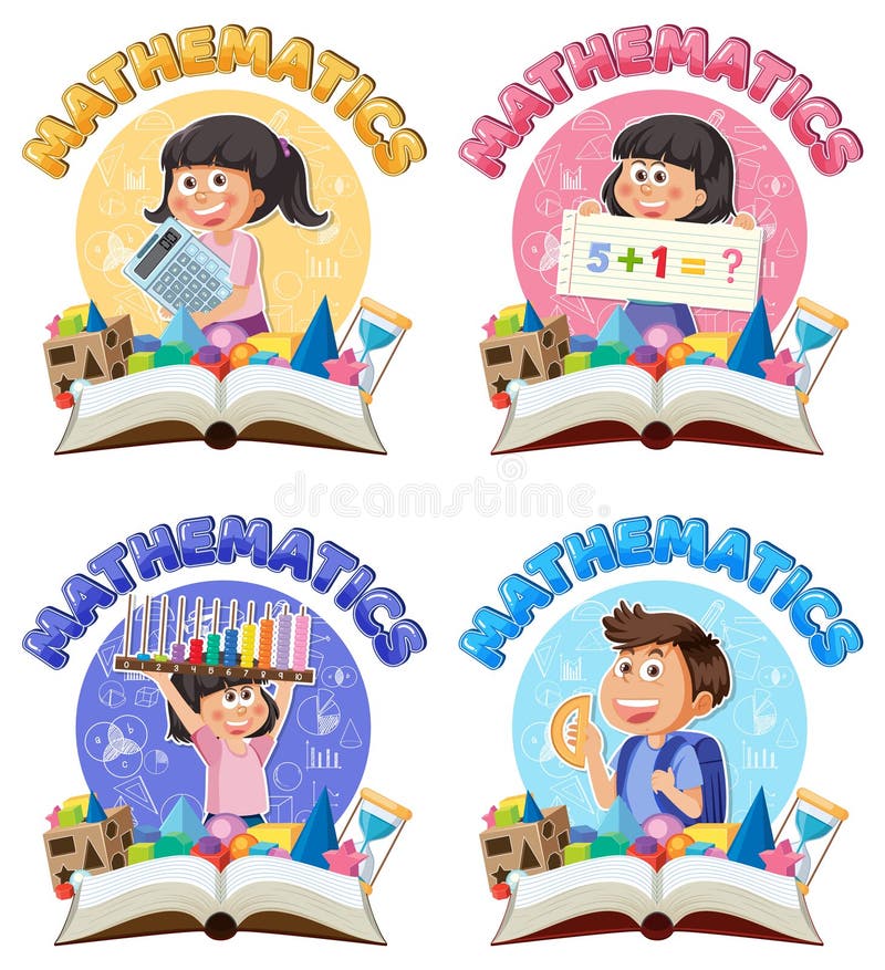 Mathematics Kids Cartoon Set Stock Vector - Illustration of group, math ...