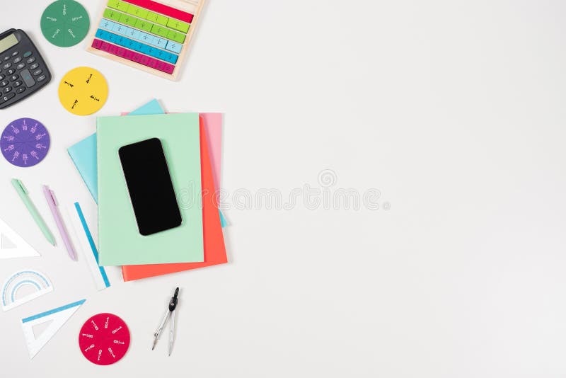 Mathematics Learning Resources on White Background. Online Learning ...