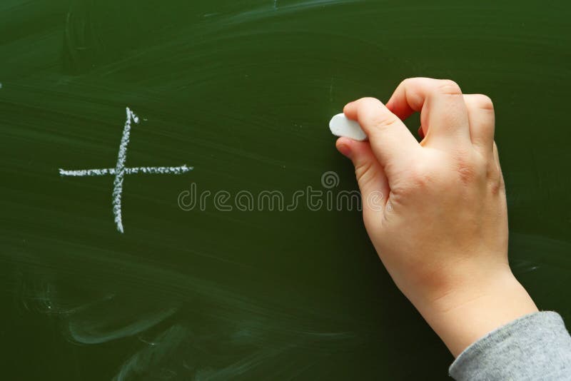 Plus drawn with chalk stock image. Image of high, business - 30067751