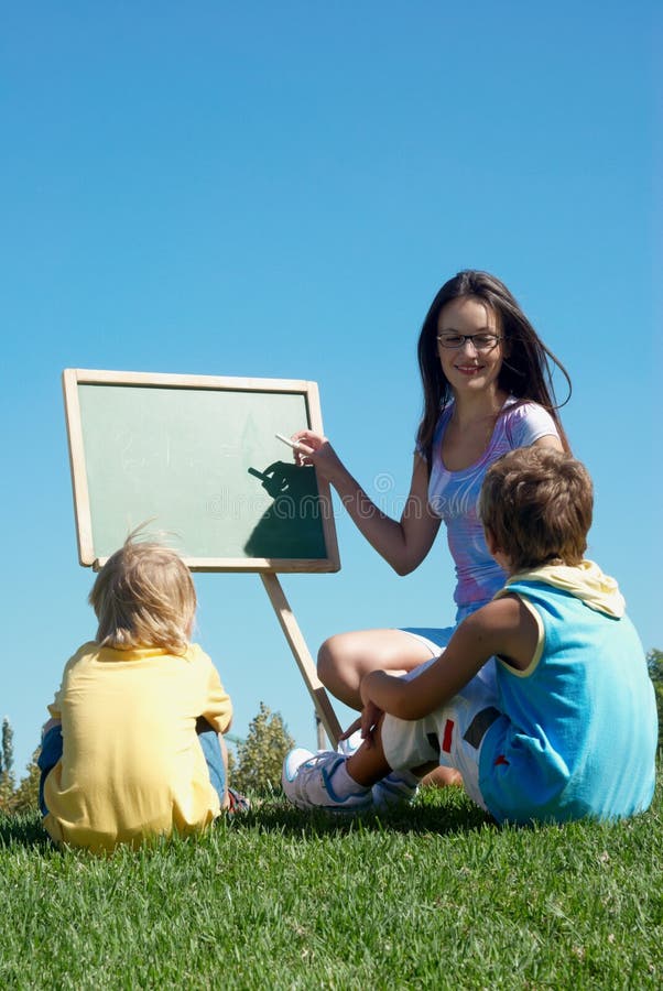 Mathematics lesson outdoor stock image. Image of chalkboard - 10528789