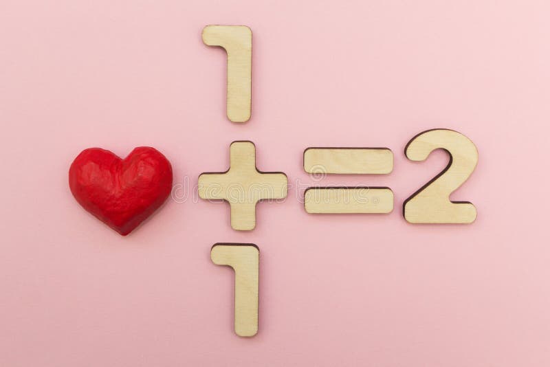 The Mathematics of Love. One Plus One Equals Two and the Heart Stock ...