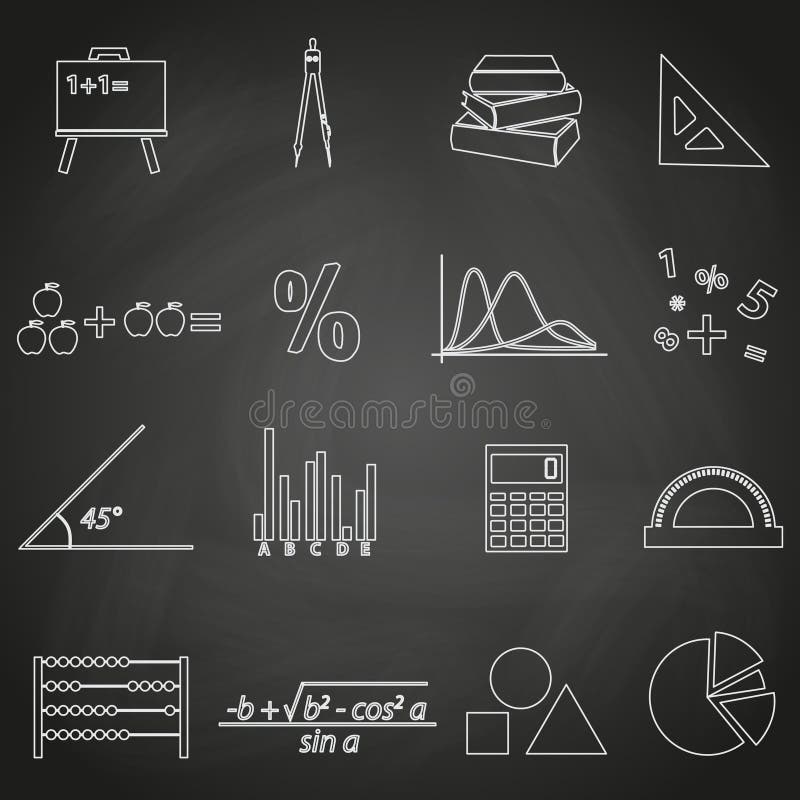 Mathematics Outline Icons Set on Blackboard Eps10 Stock Vector ...