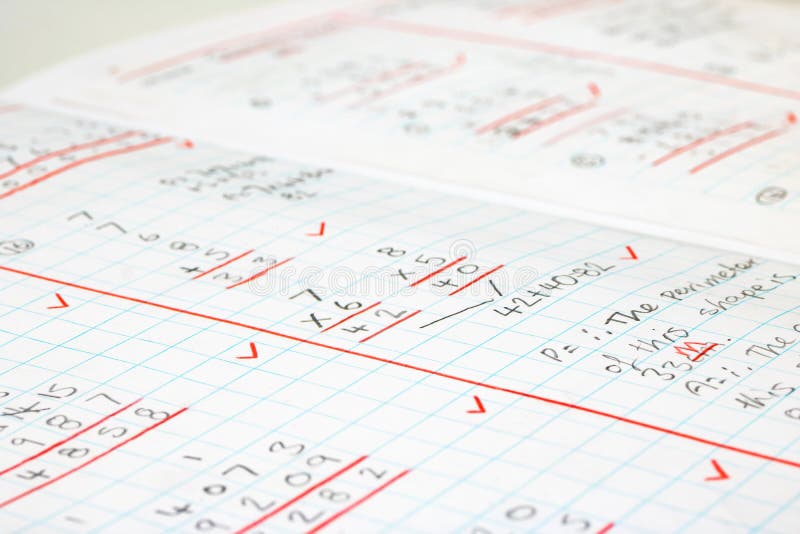 Elementary School Mathematics School Exercise Book Test Exam Stock ...