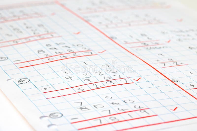 Elementary School Mathematics School Exercise Book Test Exam Stock ...