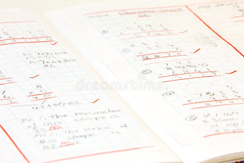 Elementary School Mathematics School Exercise Book Test Exam Stock ...