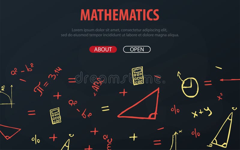 Mathematics School Subject with Hand-draw Doodles. Education Banner ...